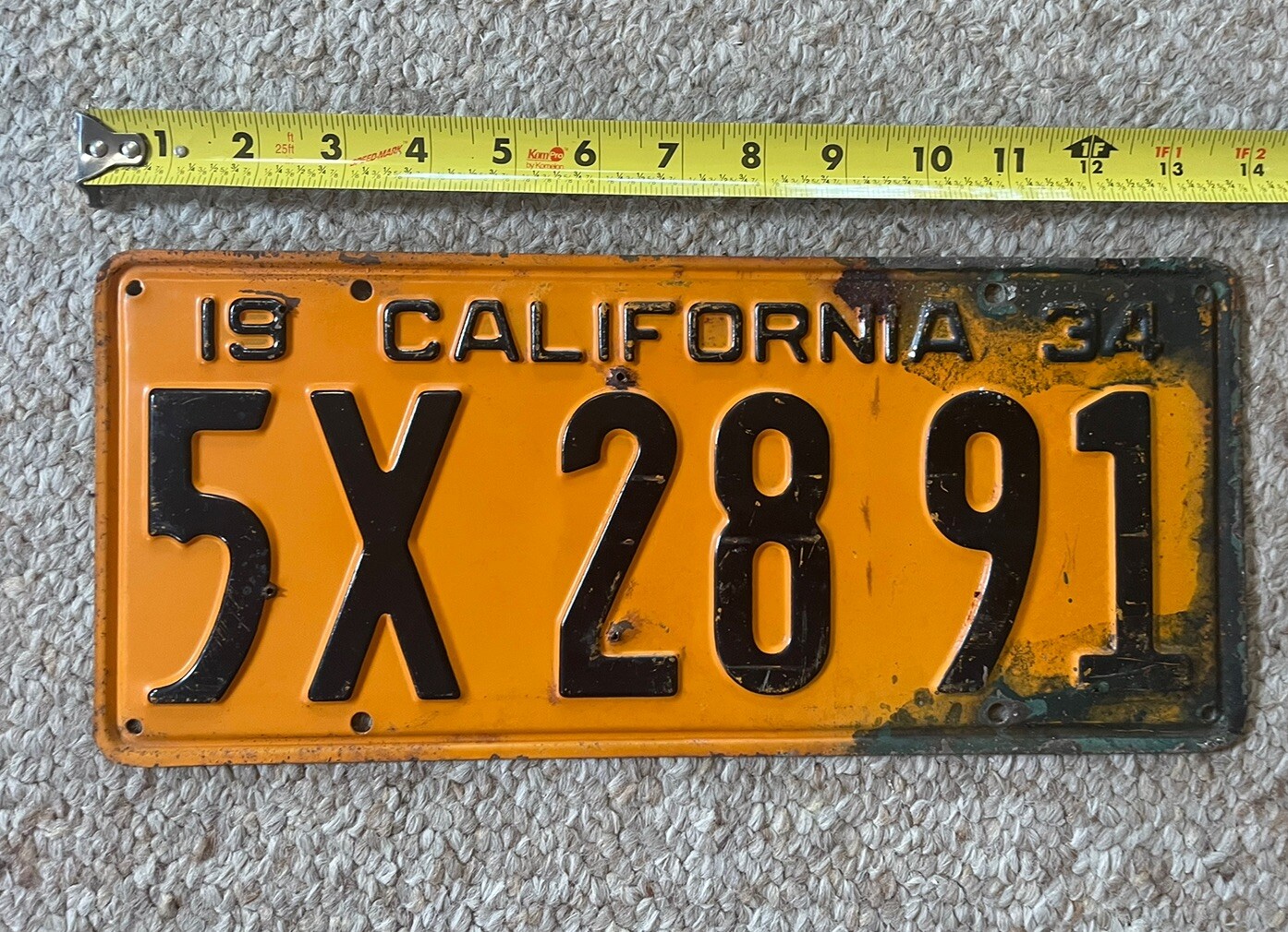 1934 California Black/Yellow License Plate 5X2891 Fair Condition | eBay