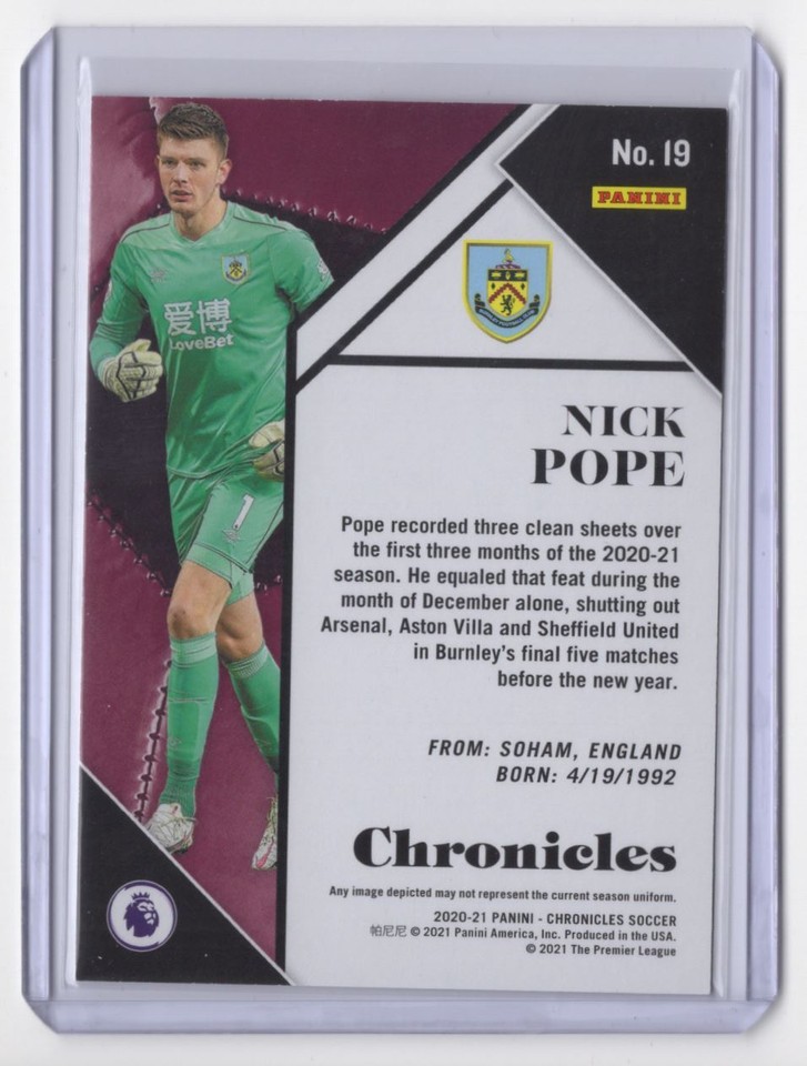2020 Panini Chronicles Blue Nick Pope Auto 09/99 Burnley #19 | eBay