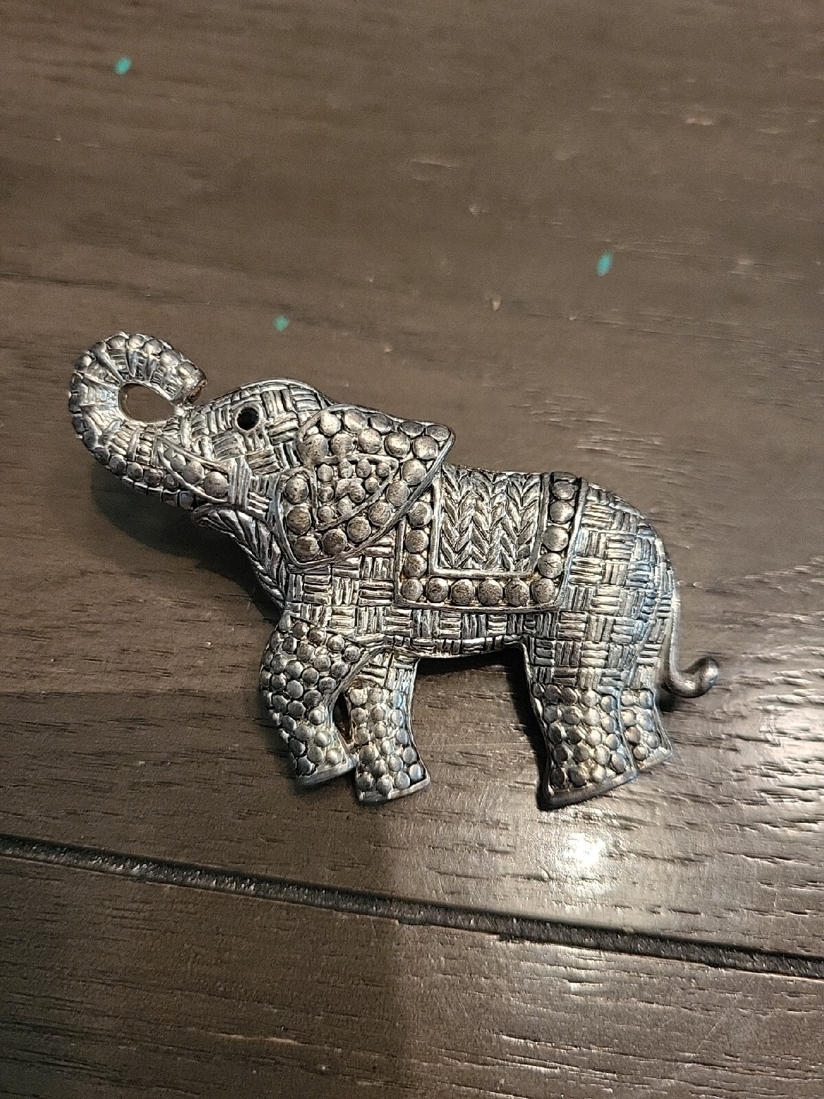 Vintage Pin Signed MJ Elephant Textured Silver Tone Brooch Pendant B199 ...