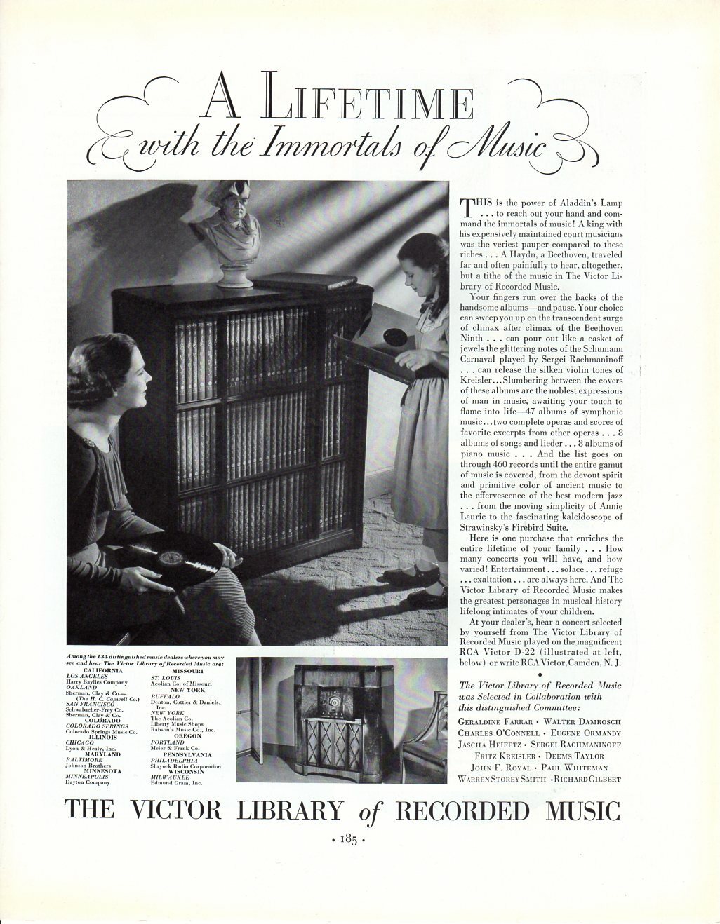 1936 Vintage print ad Victor Library of Recorded Music Lifetime ...