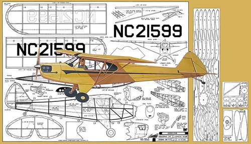 Model Airplane Plans (FF): PIPER CUB 25" Wingspan for Rubber Power | eBay