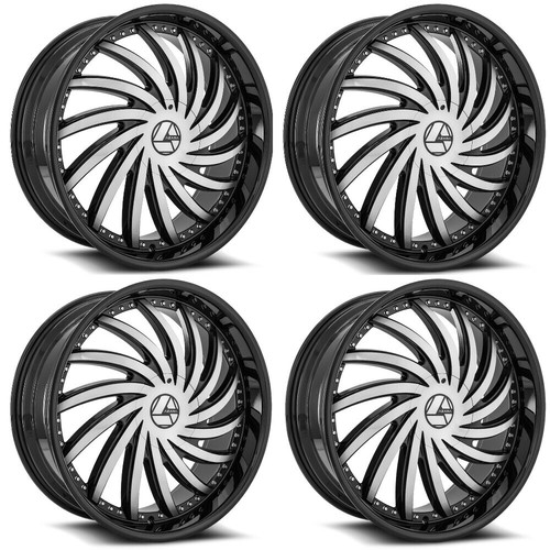 Set 4 22" Azara AZA-508 Gloss Black & Machined Wheels 22x8.5 5x4.5 ...