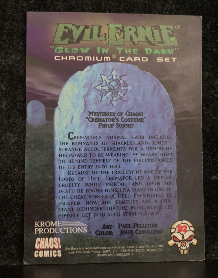 1995 Krome Evil Ernie 2 Chromium Glow in the Dark “Cremator’s Costume ...