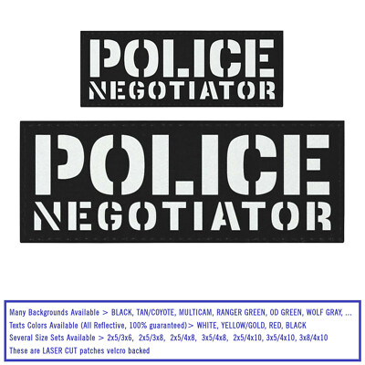 Bundle Set 2 Police Negotiator Reflective Patches Plate Carrier Sheriff ...