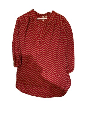 TACERA Blouse 2XL Chevron Pattern Orange And Red Long Sleeved | eBay