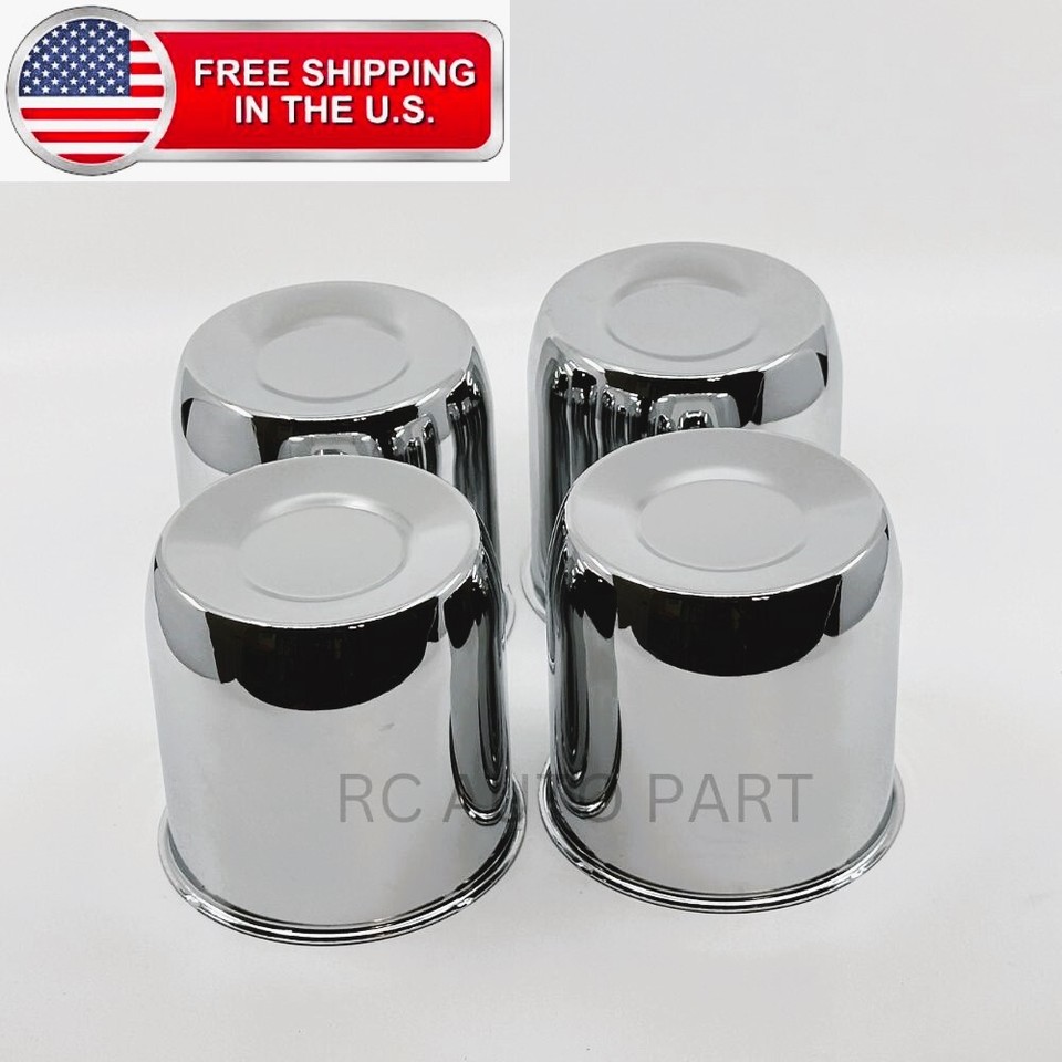 4 Chrome Steel Center Caps Push Thru For Trailer wheel rims 4.25 ...