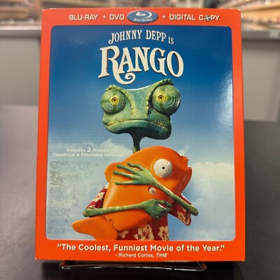 Rango (Blu-ray + DVD) w/slipcover Johnny Depp Animated Classic Comedy ...