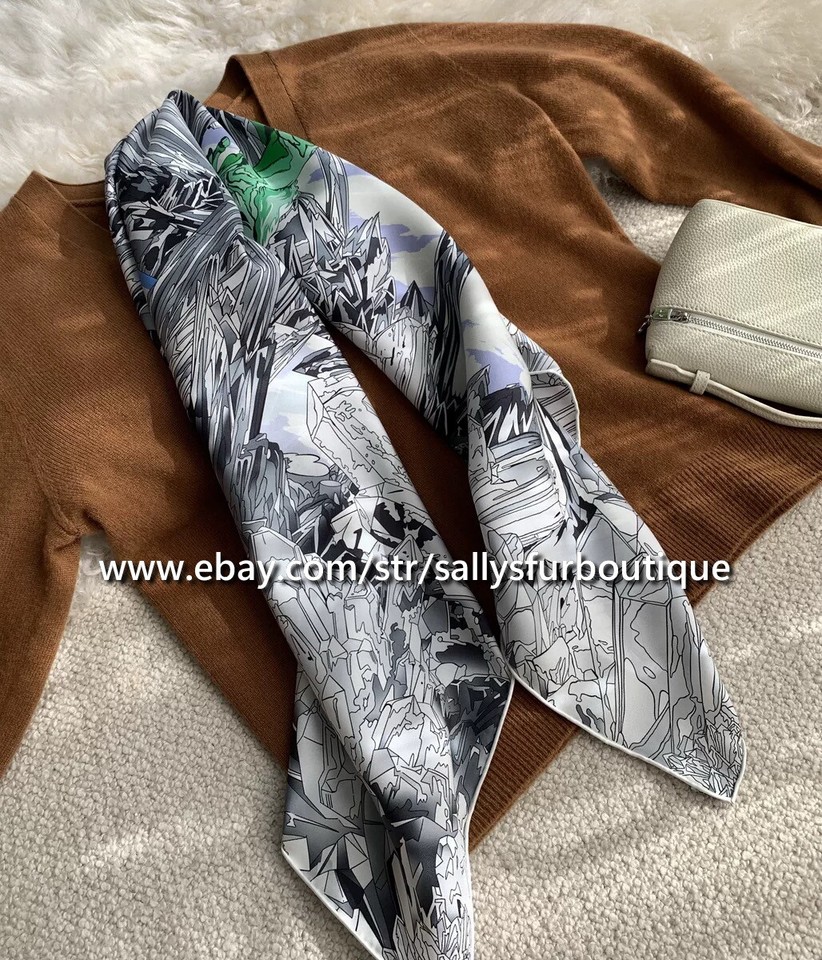 Crystal Print 18 Momme Twill Silk Wrap Scarf Stole Double Face Shawl 35 ...