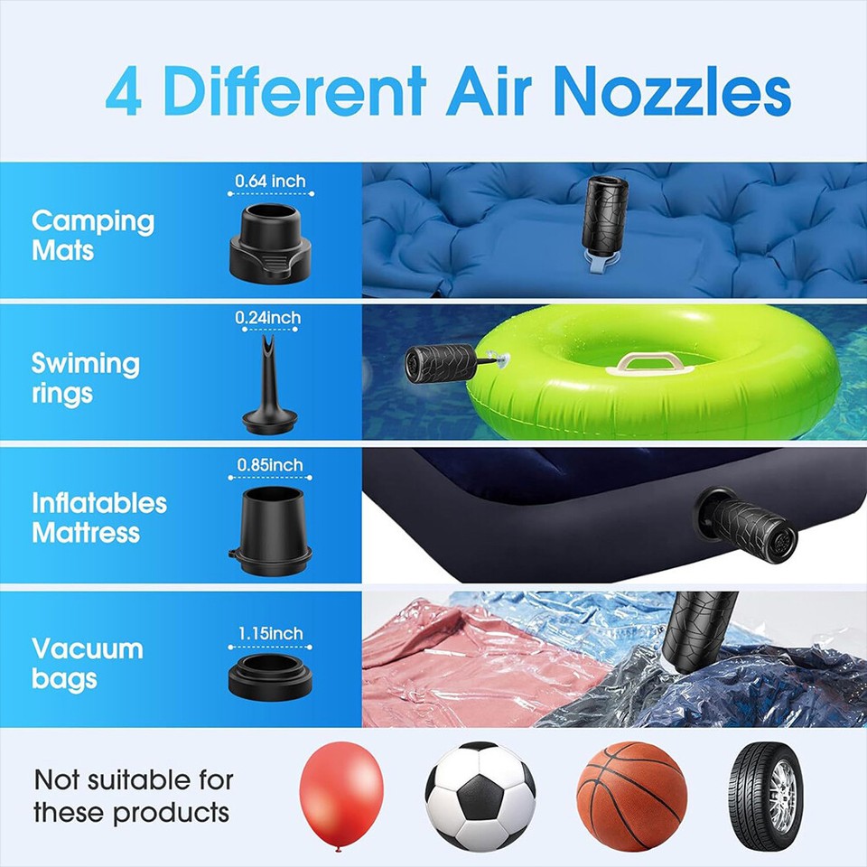 Portable Air Pump for Inflatables Pool Floats Air Bed Mattress Swimming ...