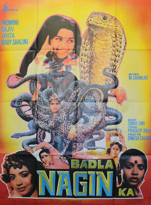 "BADLA NAGIN KA" Affiche originale 1987 (M. SHANKAR, PADMINI, RAJIV ...