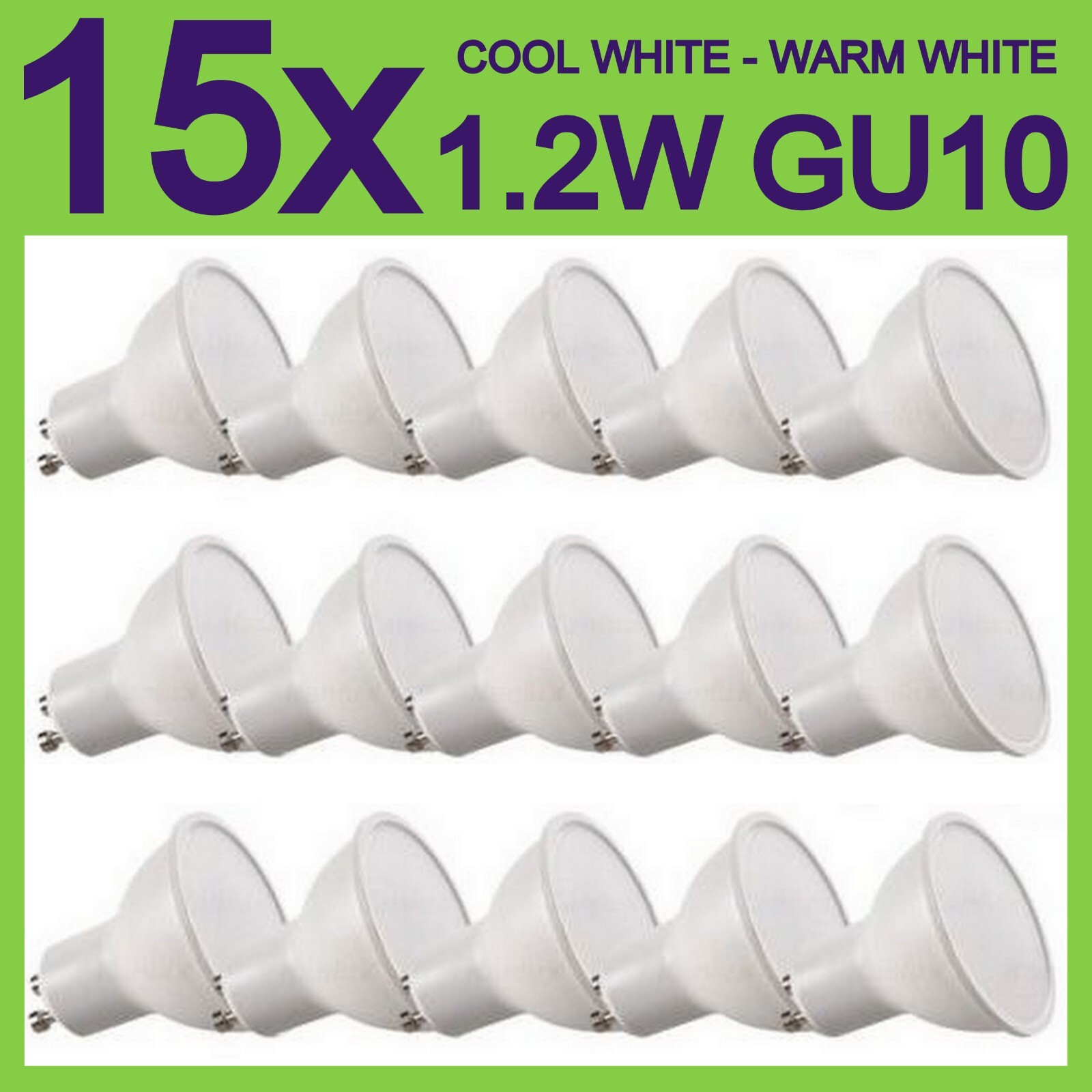 15x Kanlux TOMI GU10 LED Downlight Spot Bulbs 1.2w Watt Light Warm ...