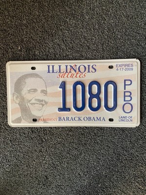 2009 Illinois License Plate President Obama Political Democrat 1080 USA ...