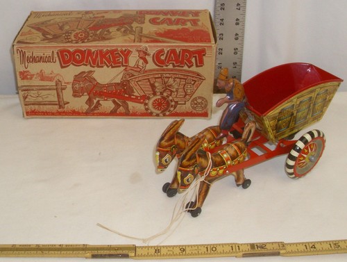 MARX DONKEY CART TIN WIND UP TOY WORKS WITH DRIVER BOXED | eBay