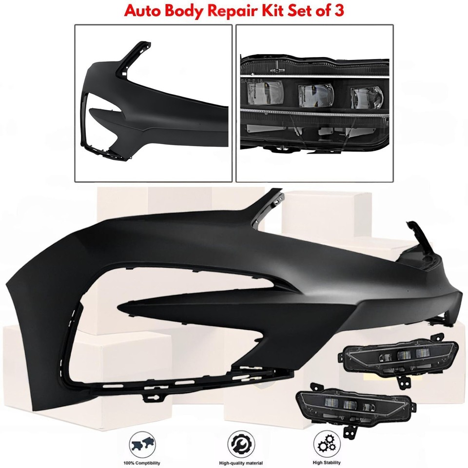 Front Bumper Cover Paintable & Fog Light Assembly Kit For 2019-2021 ...