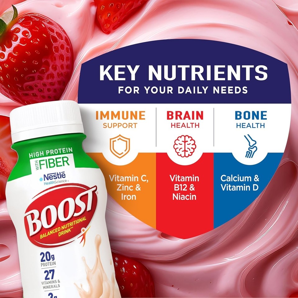 BOOST High Protein with Fiber Ready to Drink Creamy Strawberry, 8 fl oz ...