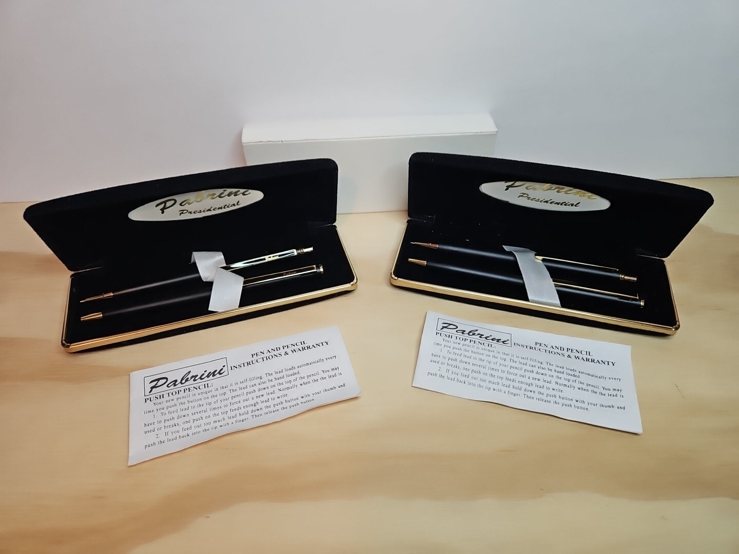 WRITING SET Pabrini Presidential Vintage Pen & Pencil Black & Gold Set ...