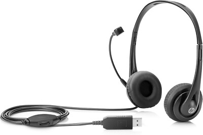 HP Stereo USB Headset On-Ear Wired Headset with In-line Microphone ...
