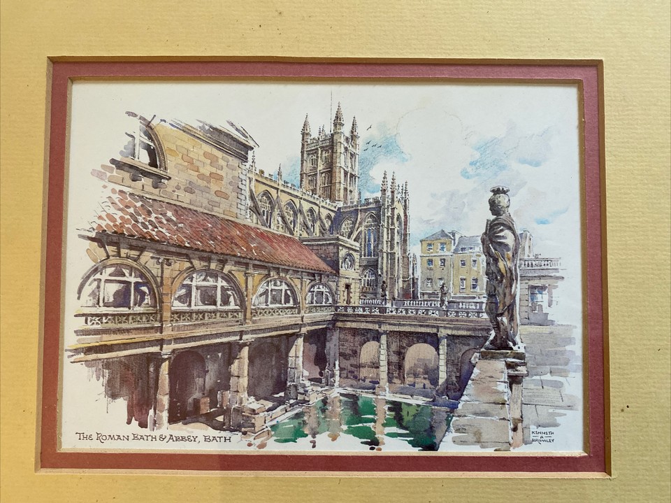 The Roman Bath & Abbey, Bath Kenneth A Bromley Print Framed Vintage | eBay