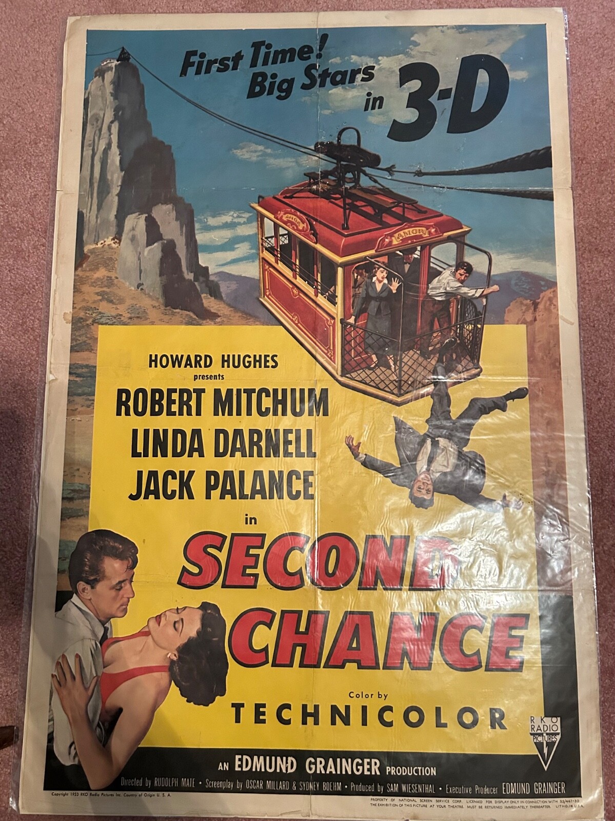 Vintage Movie Poster 1 SH "Second Chance" 1953 Robert Mitchum Linda ...