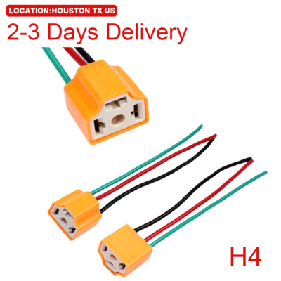 US Location H4 Female Ceramic Wire Harness Connector Wiring Plug Socket ...