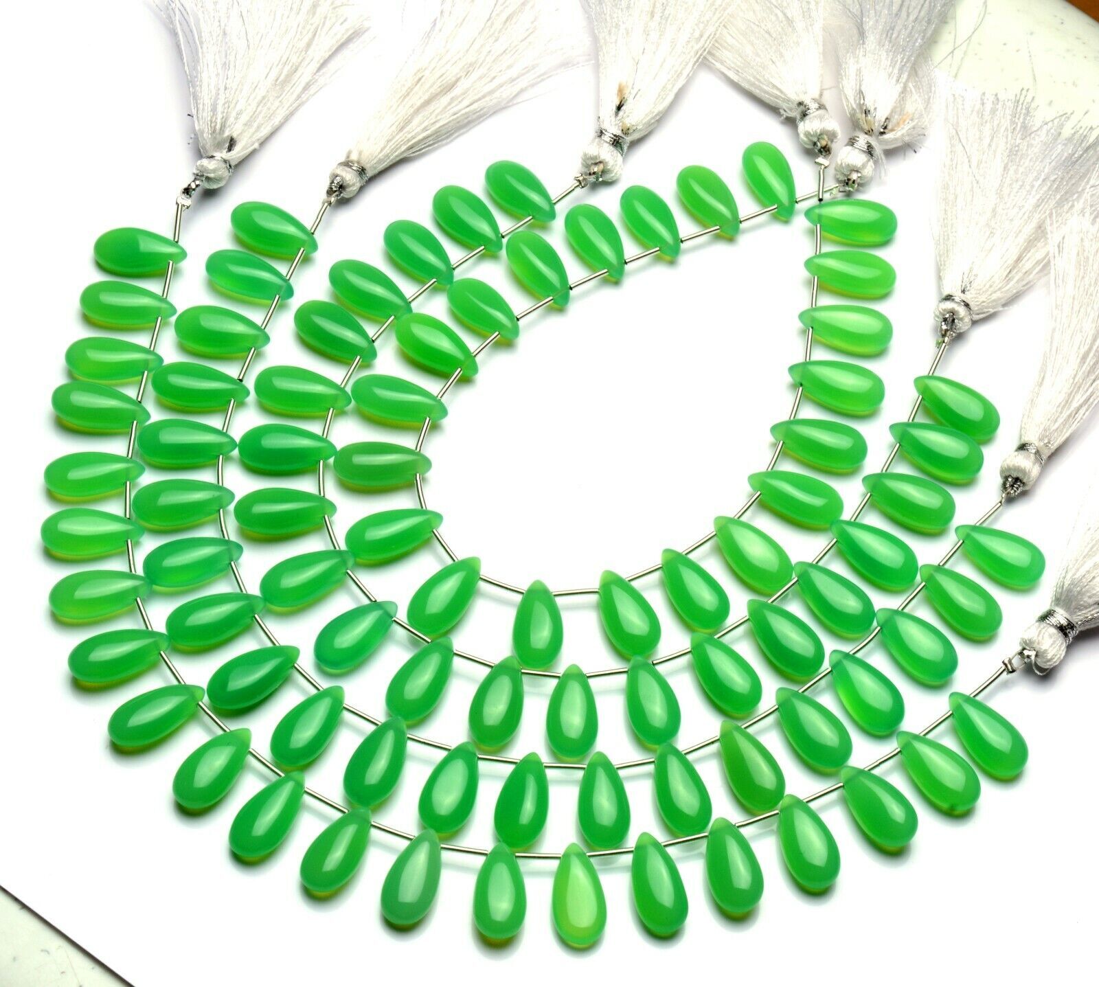 Pierre précieuse naturelle chrysoprase calcédoine 15x7MM, perles ...