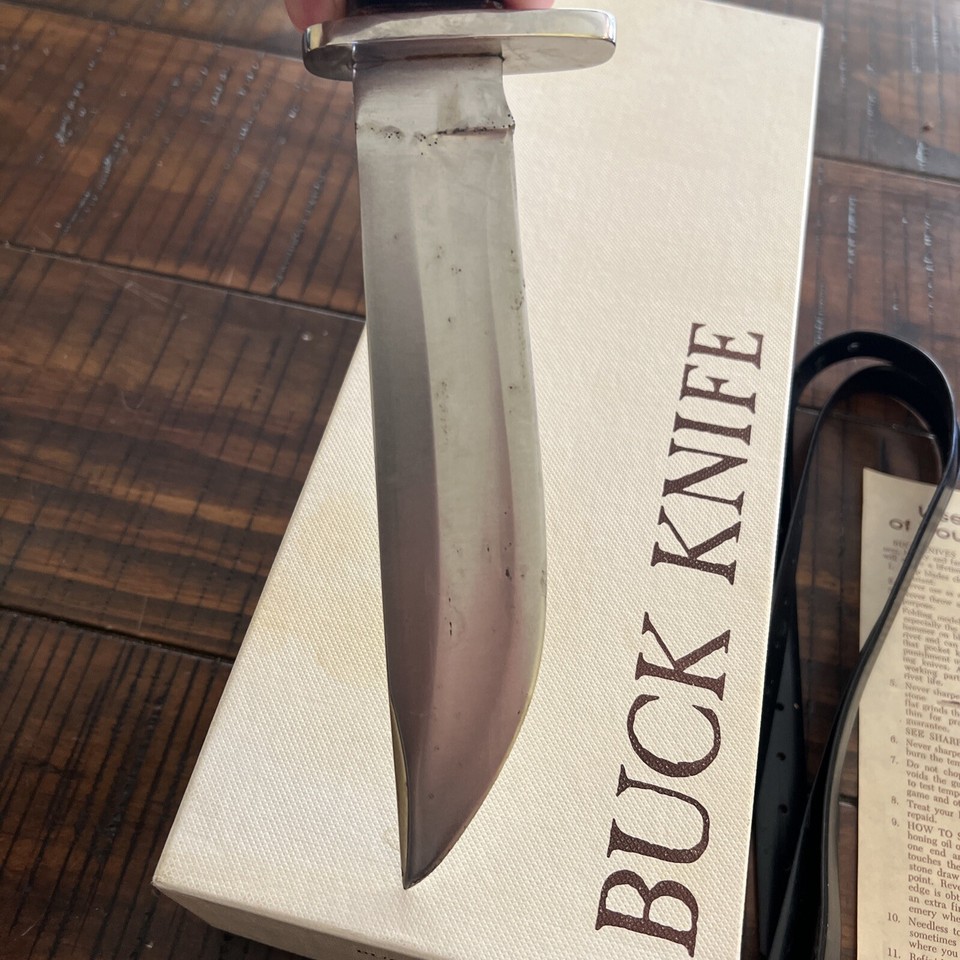 RARE 2 LINE INVERTED BUCK 122 NEMO KNIFE W/ SHEATH USED IN BOX With ...