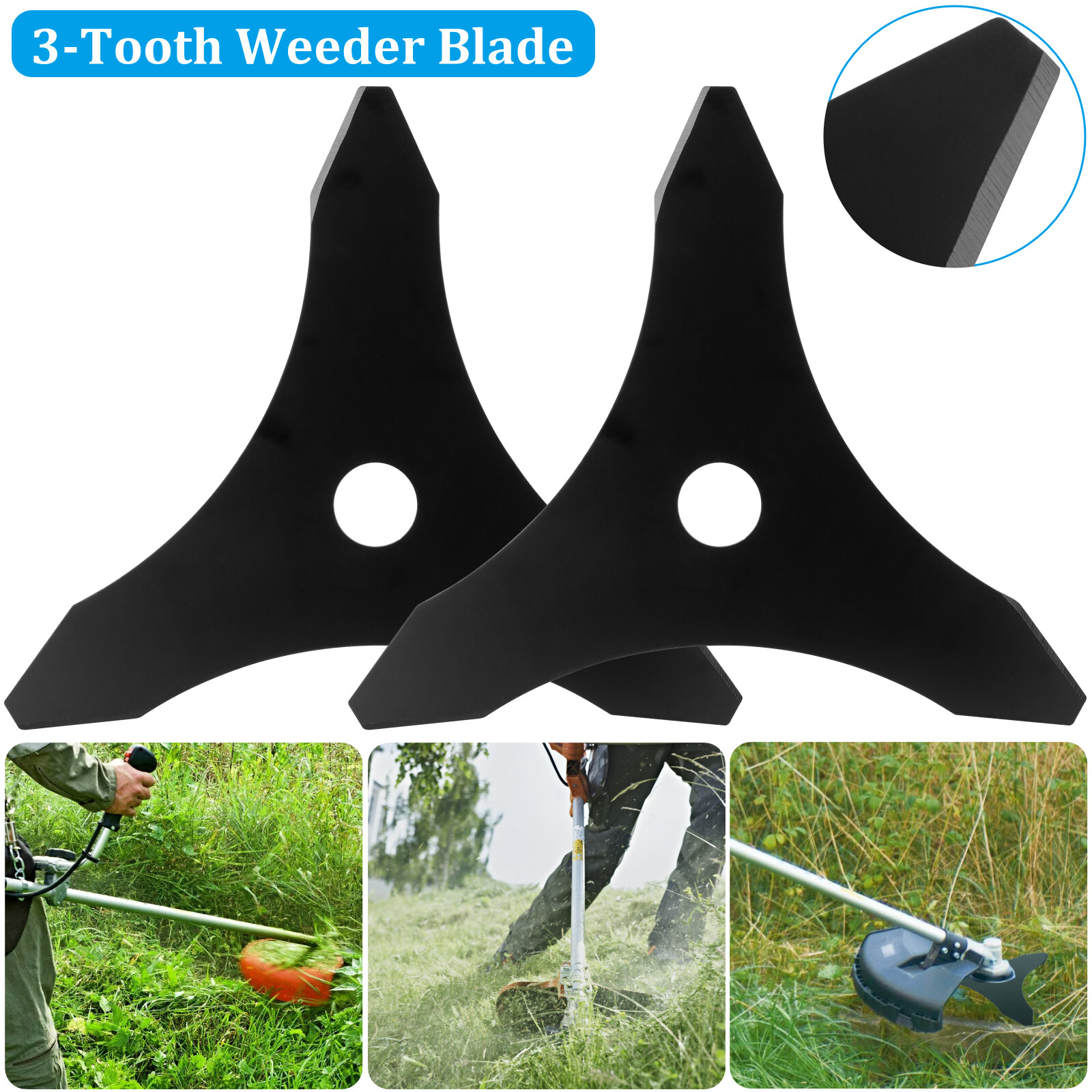 2PCS 3-Teeth Steel Brush Cutter 25.4mm Diameter Trimmer Weed Eater ...