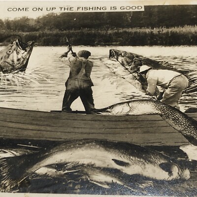 Vintage Postcard Canada “Fishing is Good" Antique Exaggeration Postcard ...
