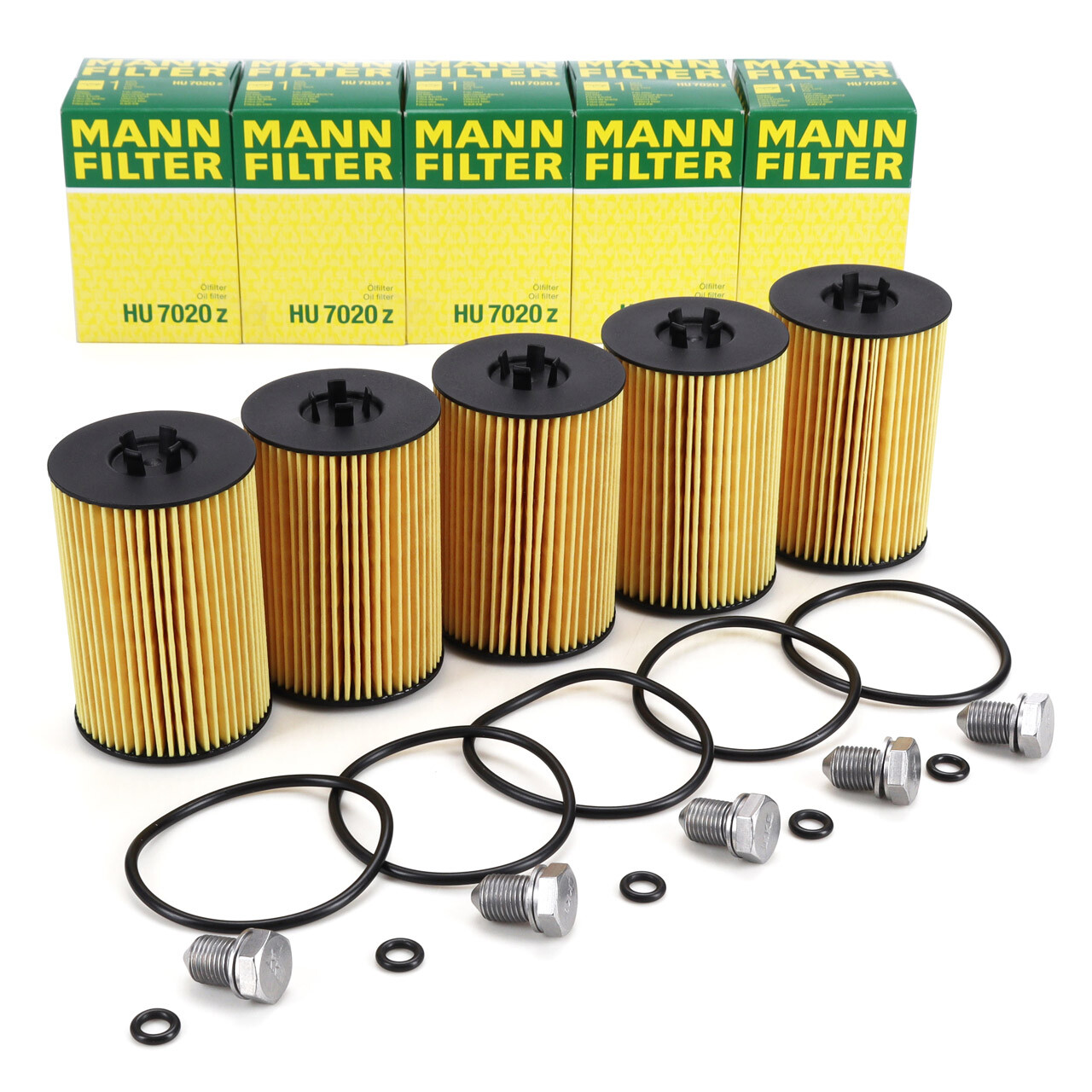 5x MANN HU7020z Ölfilter + Schraube für VW GOLF 6 7 PASSAT T6 A3 A4 1.6 ...