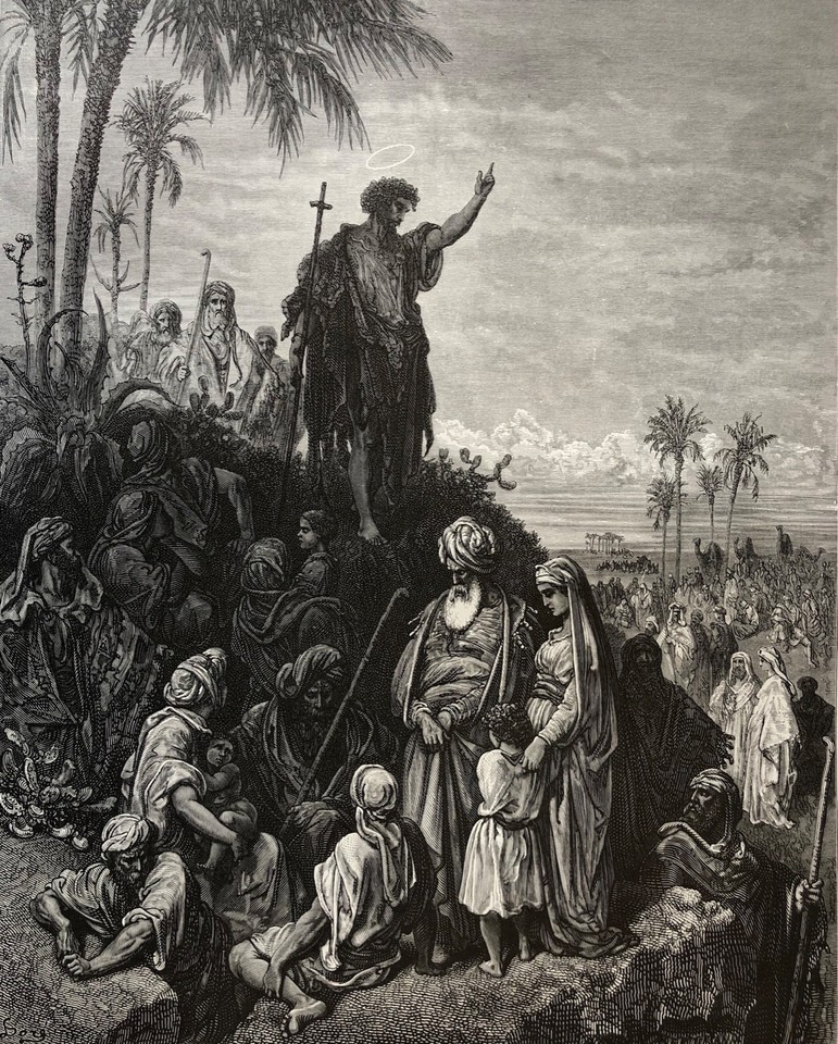 Prédication de Saint Jean-Baptiste d'après Gustave Doré estampe de 1874 ...