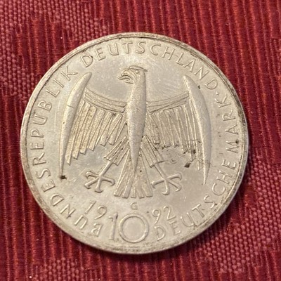 1992 G Germany KATHE KOLLWITZ .625 Silver 10 Mark Coin | eBay