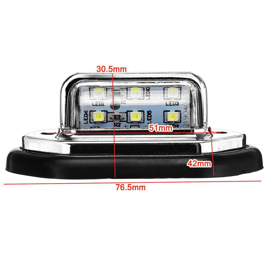 12V 24V 6LED Car License Plate Light Side Marker Lamp For Truck Trailer ...
