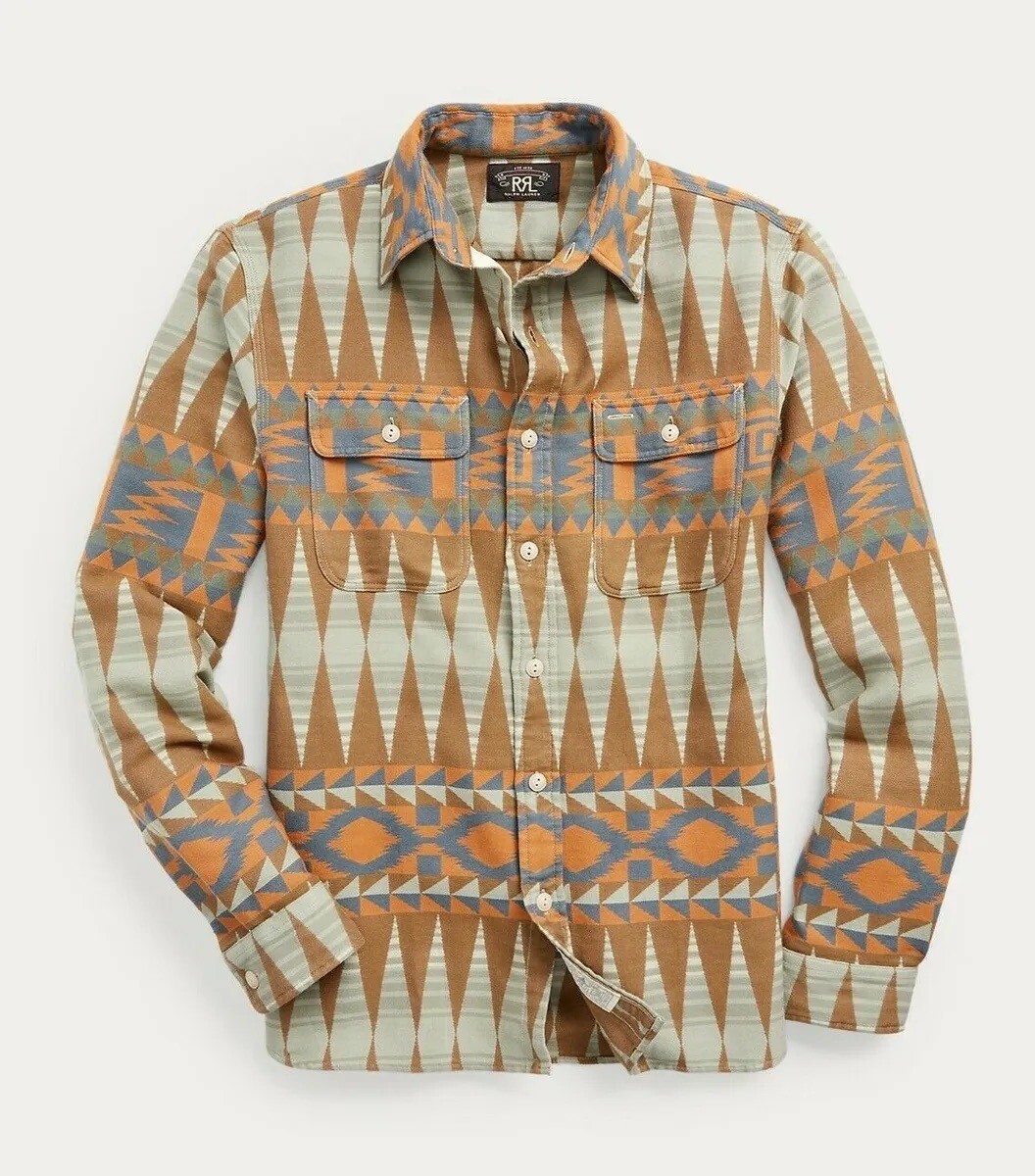 RRL Ralph Lauren Jacquard Southwestern Work Shirt But… - Gem