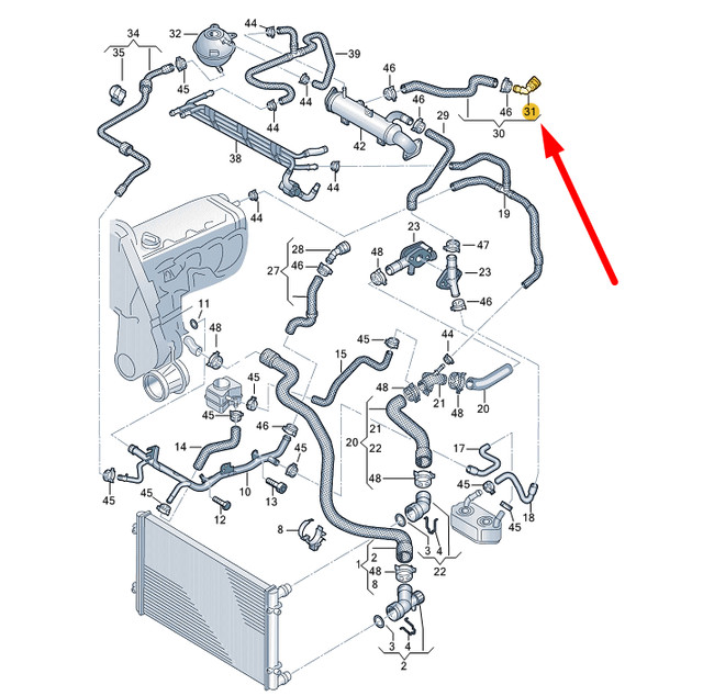 AUDI A3 8P COOLING SYSTEM FLANGE QUICK ACTING COUPLING 7M0122291 ...