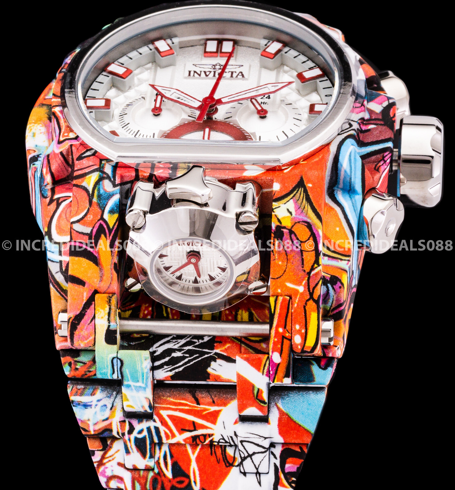 Invicta Mens BOLT ZEUS MAGNUM CHRONOGRAPH GRAFFITI HYDROPLATED SILVER ...