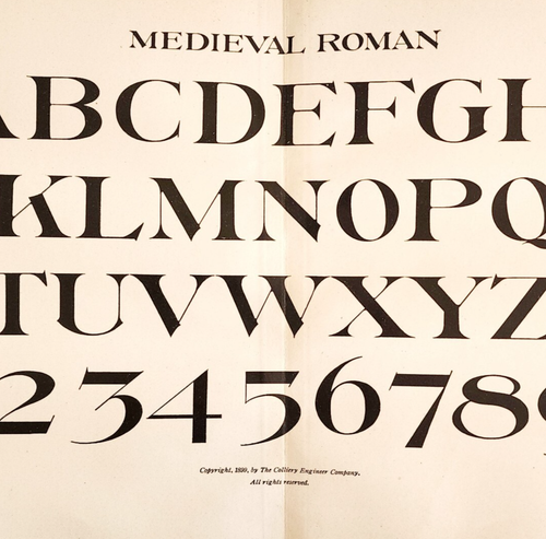 1899 Medieval Roman Style Font Victorian Lettering Example Penmanship ...