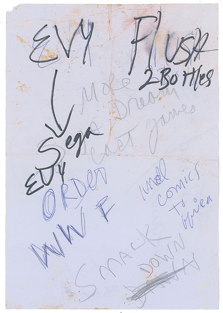 Michael Jackson Handwritten Notes
