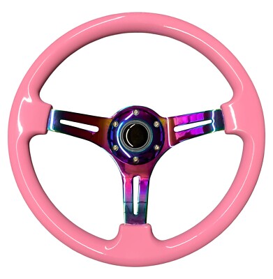Pink Neo Chrome TS Aftermarket sports steering wheel 350mm 6x70mm | eBay