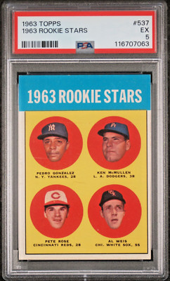 1963 Topps #537 PETE ROSE [ "1963 Rookie Stars" ] Rookie RC PSA 5 ...