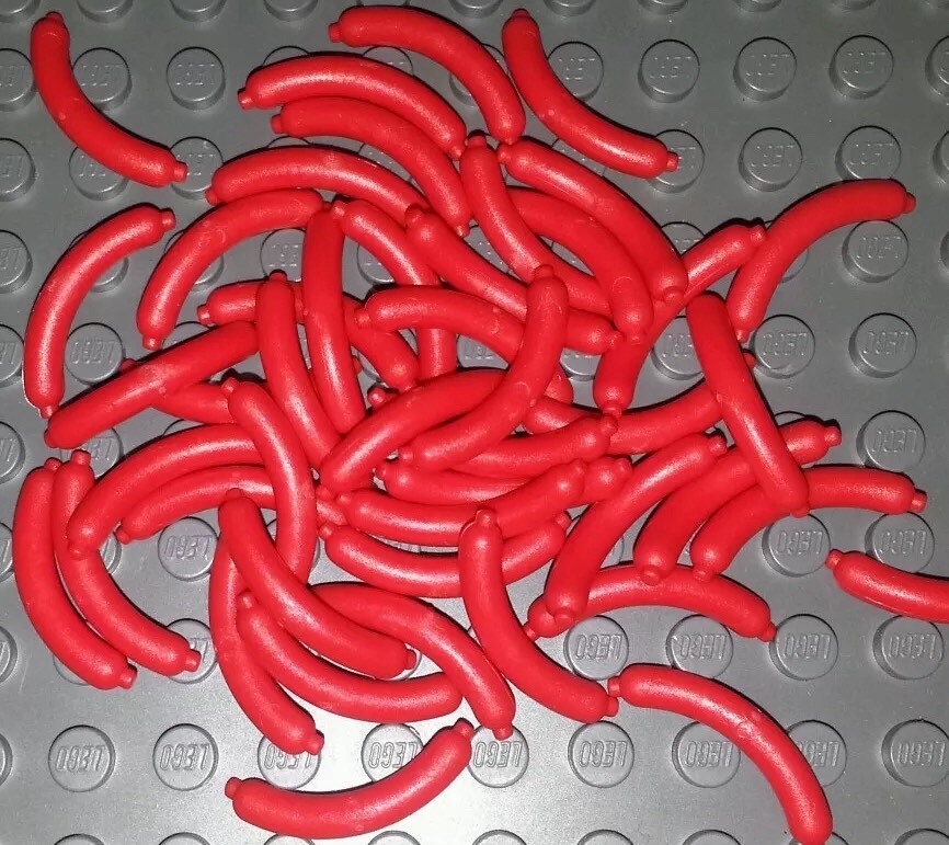 Lego 25 Mini Figures Kitchen foods Bulk lot of sausage / Red hot dog ...