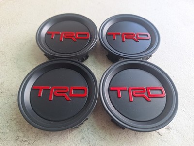 4 Set Toyota TRD Tacoma Tundra 4 Runner Black Red OEM Center Cap PT280 ...