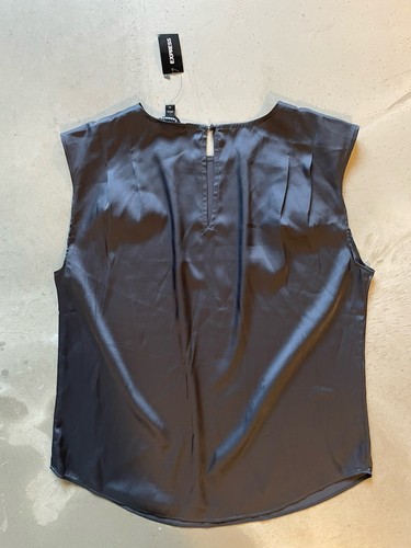 EXPRESS Womens Satin Top X-Small Gunmetal Grey Sleeveless Pleated ...