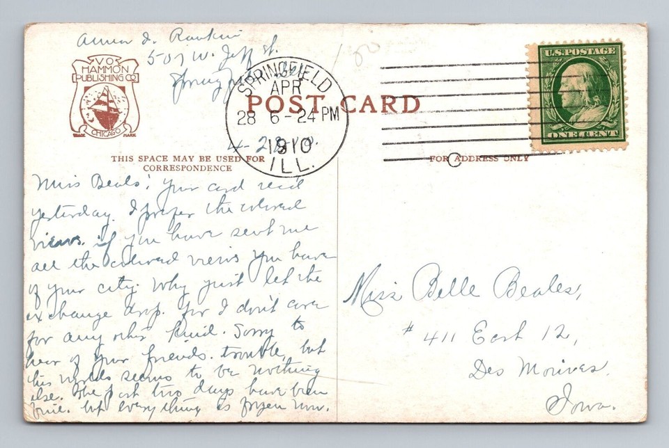 Springfield IL-Illinois, Scenic Panoramic View City Hall, Vintage c1910 ...