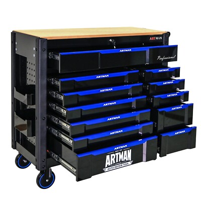 12 Drawers Rolling Tool Box Tool Storage Cabinet Garage Cart, Wooden ...