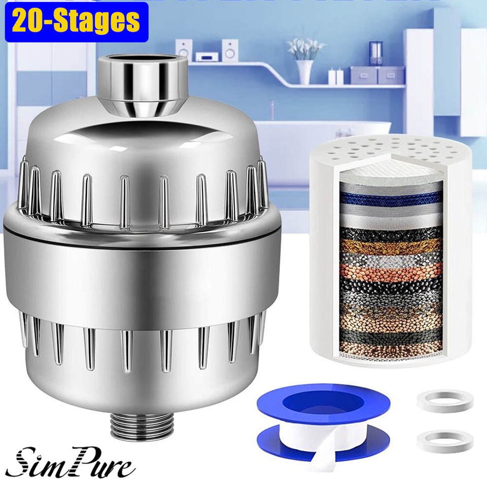 20-Stages Shower Head Filter for Hard Water and Chlorine Removal with ...
