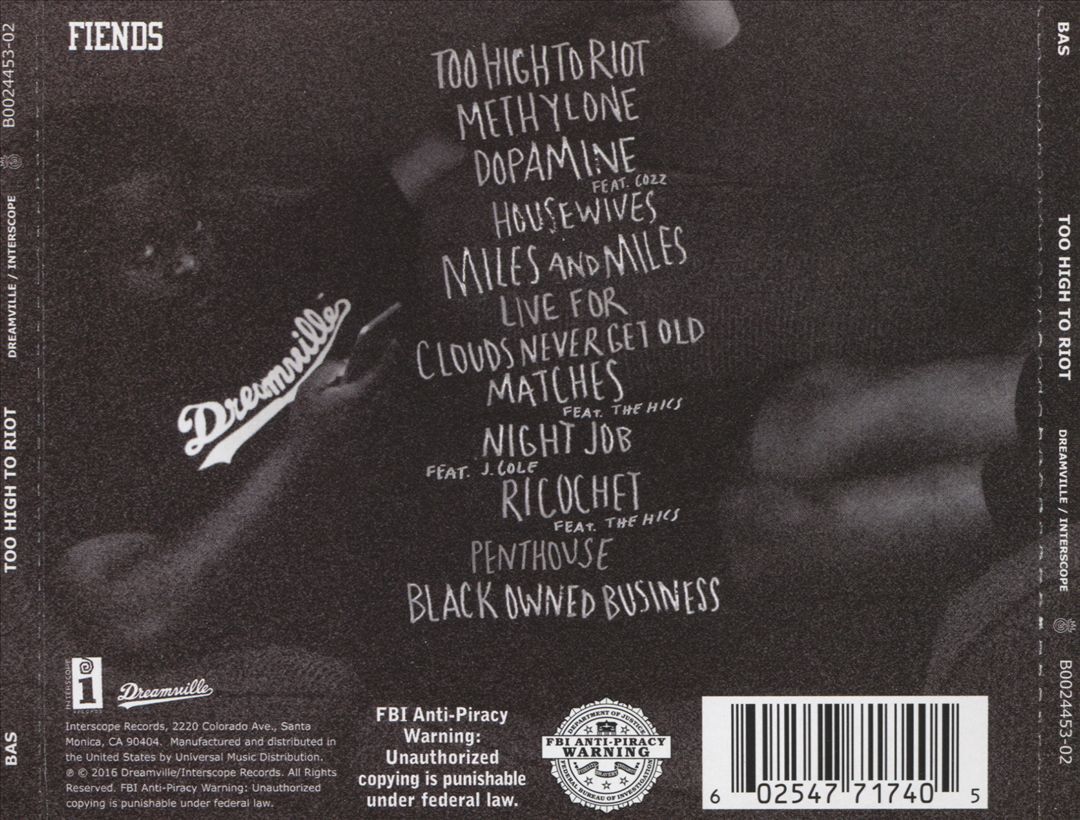 BAS (RAPPER) - TOO HIGH TO RIOT [PA] NEW CD 602547717405| eBay