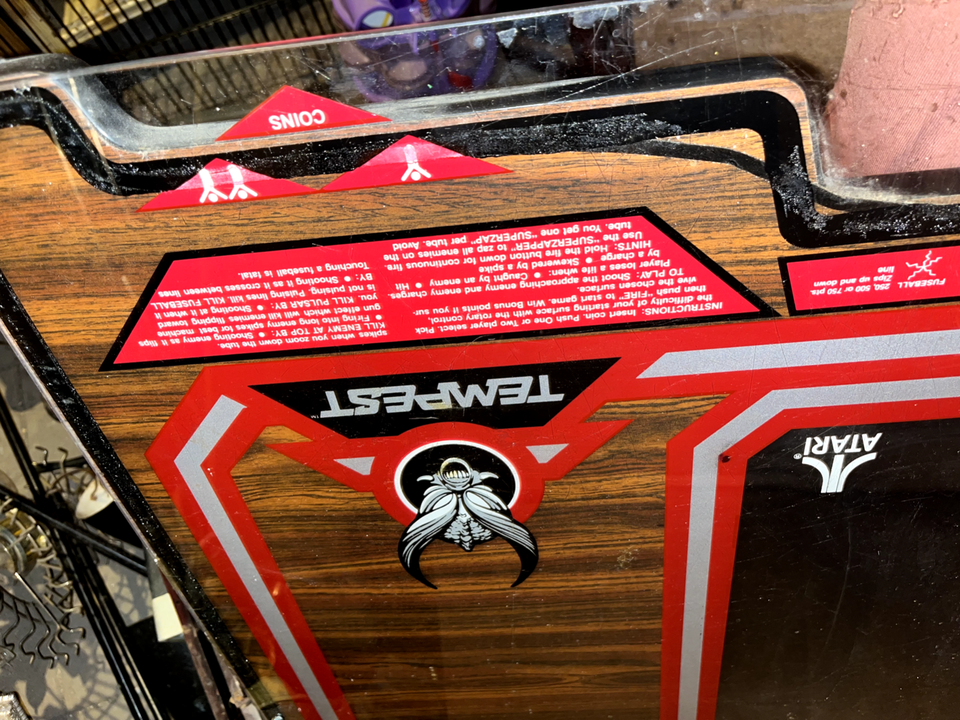 Atari Tempest Cocktail Game TOP ONLY Vintage ORIGINAL Arcade Machine ...