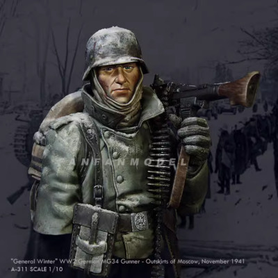 1/10 Resin WWII Gunner German Soldier Figure Bust Unassembled Unpainted ...