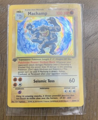 Pokémon Machamp Base Set 1st Edition revised with Shadowed Borders ...