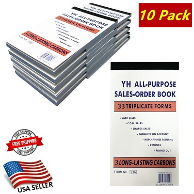 10 Pack Receipt Book 3 Parts Sales Order Books 33 Sets Invoices ...